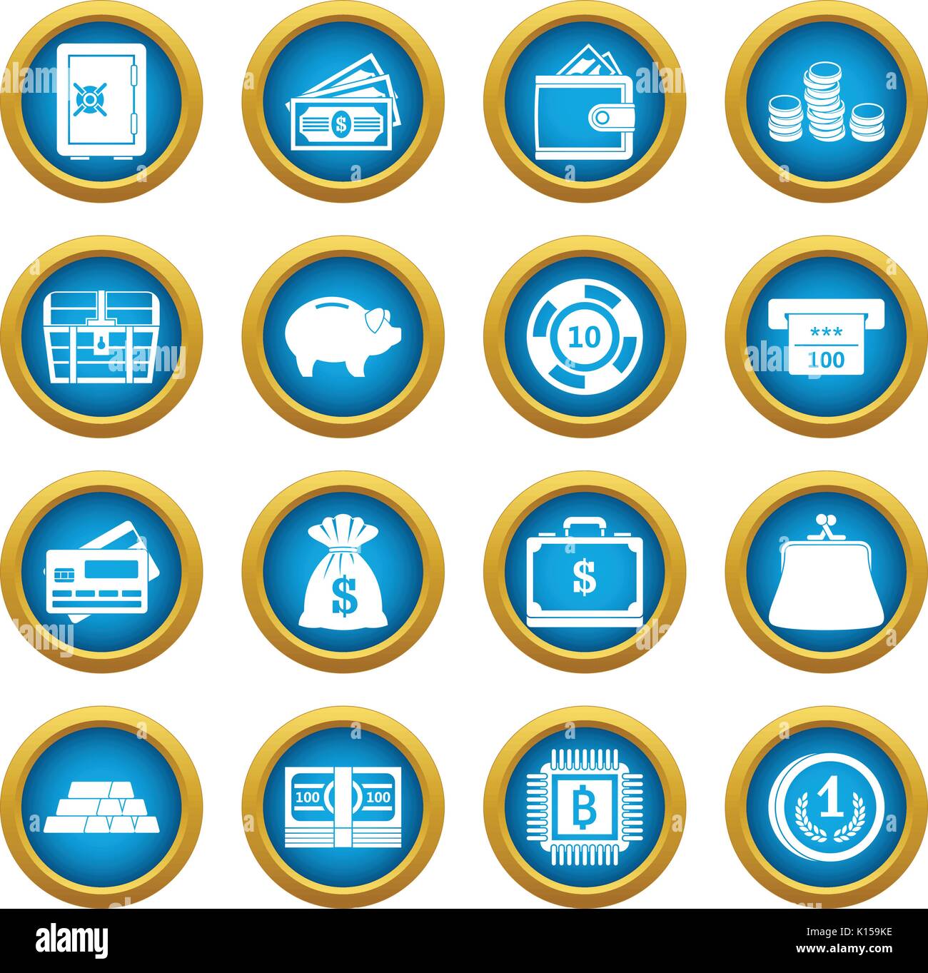 Different money icons blue circle set Stock Vector Image & Art - Alamy