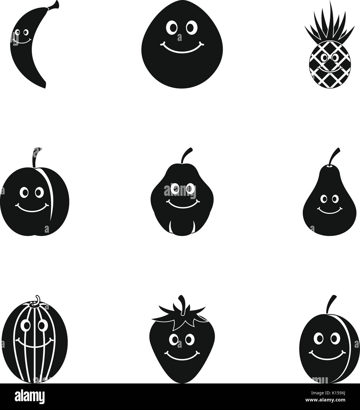 Funny fruit icon set, simple style Stock Vector Image & Art - Alamy