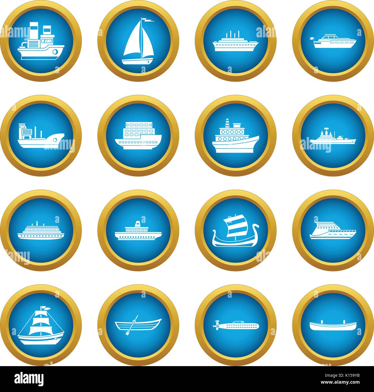 Sea transport icons blue circle set Stock Vector Image & Art - Alamy