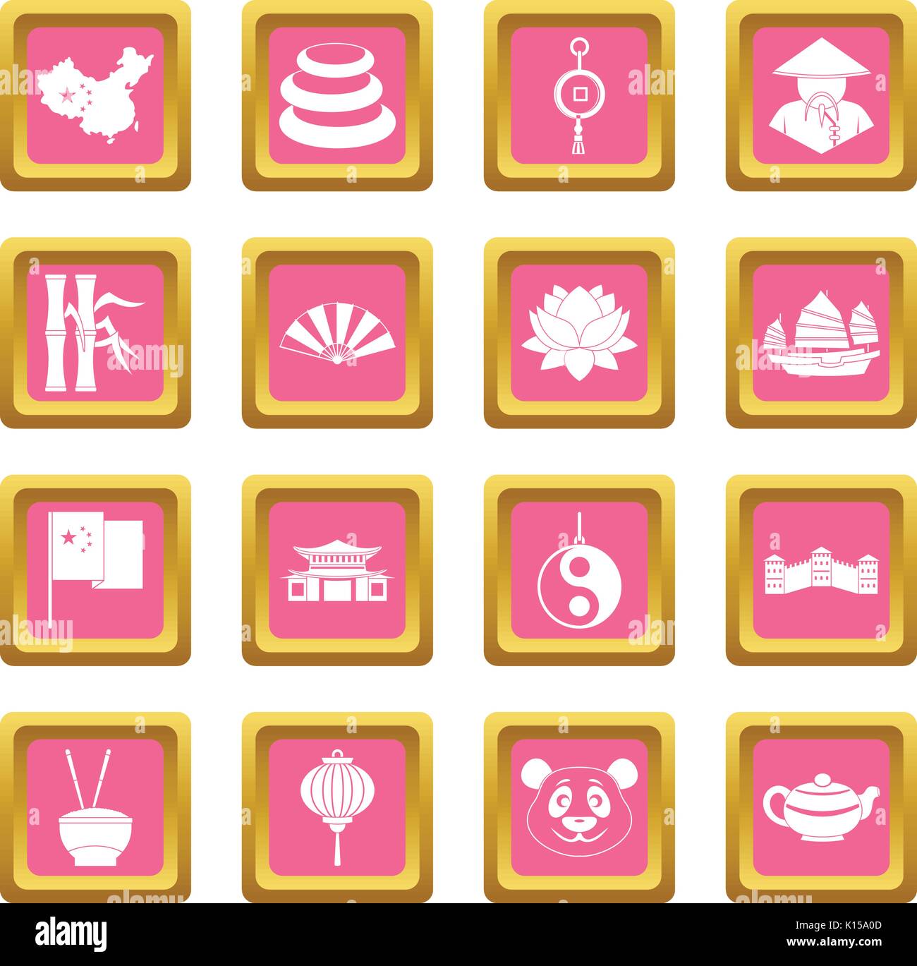 China travel symbols icons pink Stock Vector Image & Art - Alamy
