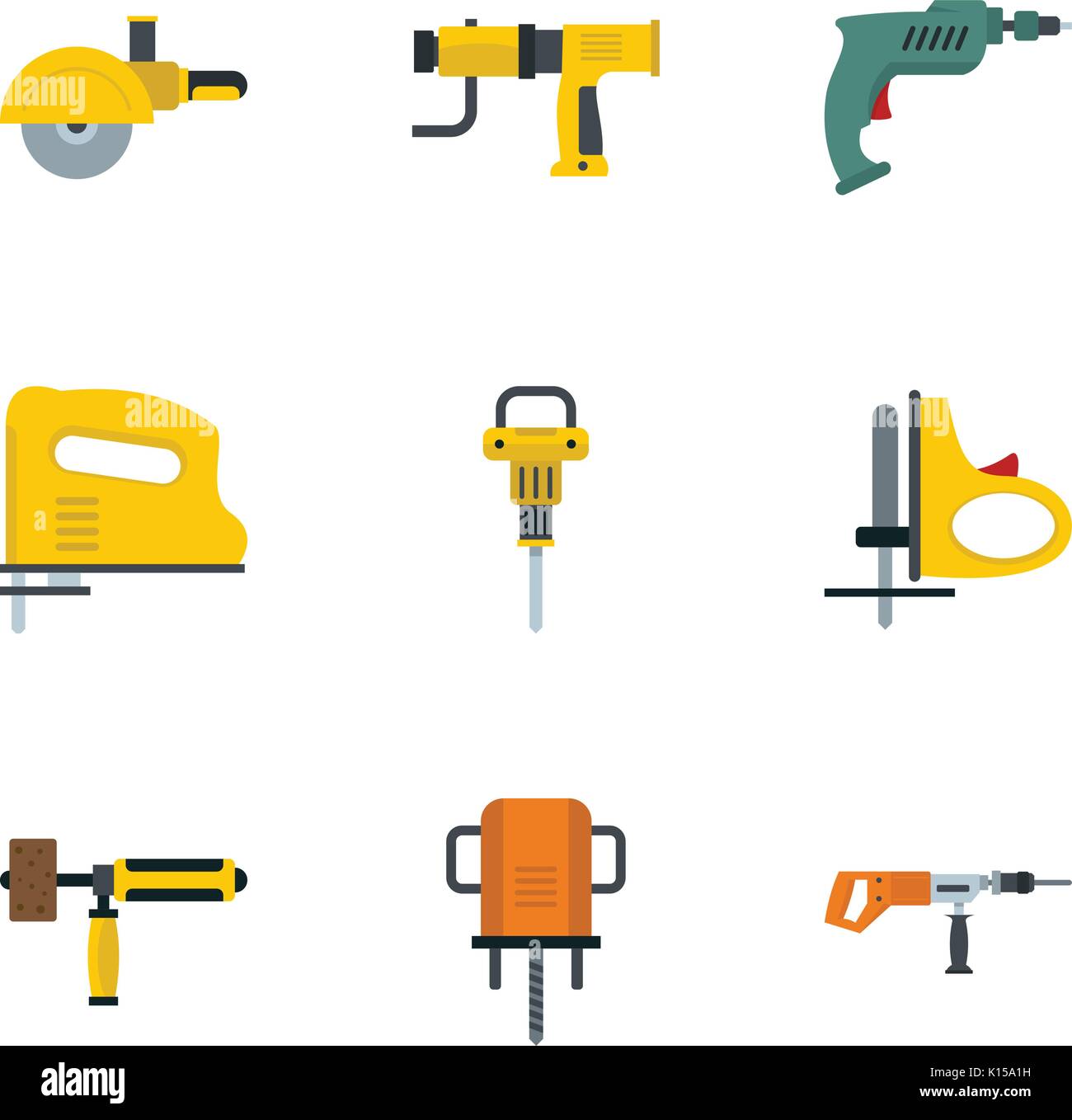 Electric power tool icon set, flat style Stock Vector Image & Art - Alamy