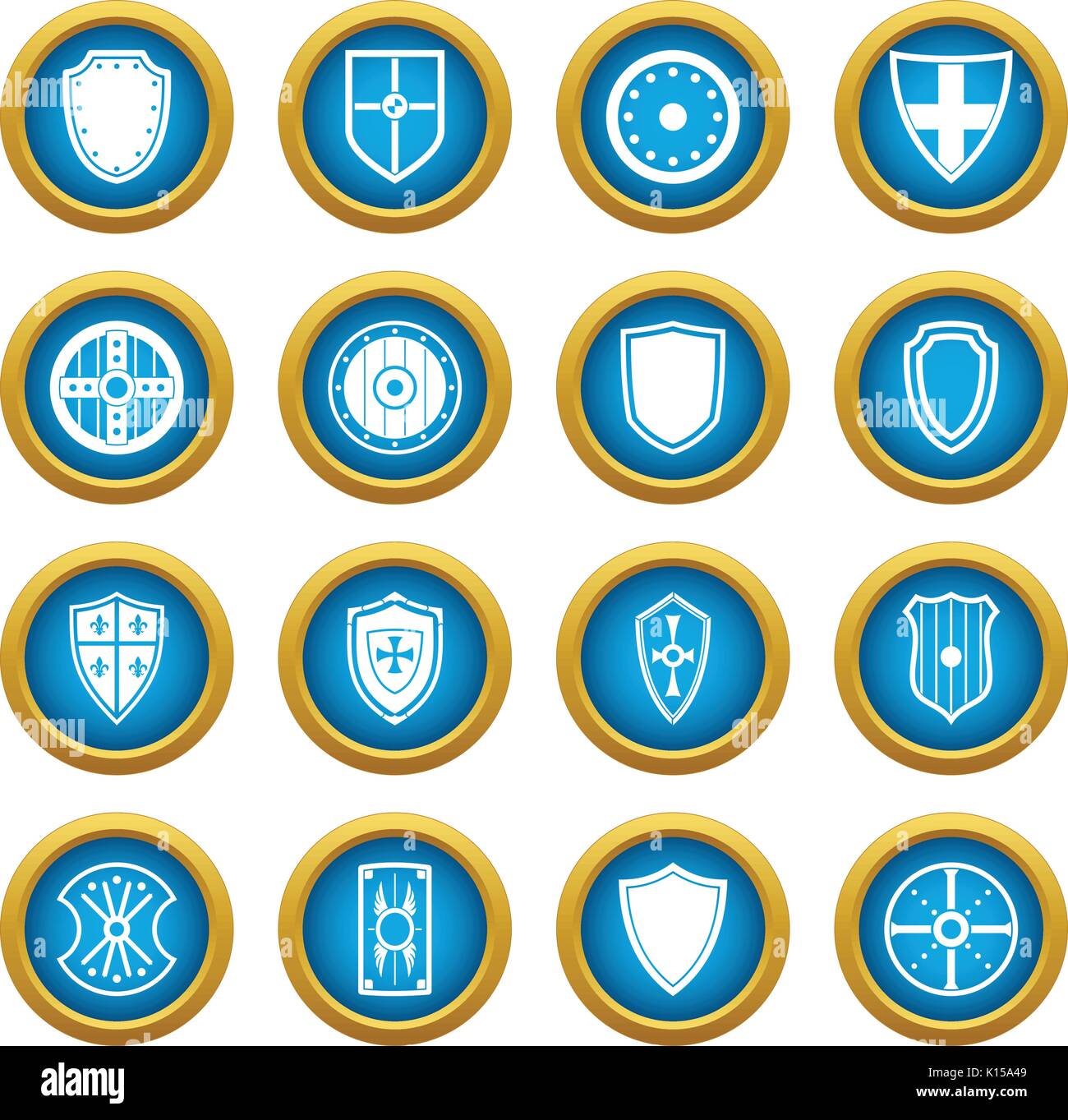 Shield frames icons blue circle set Stock Vector Image & Art - Alamy