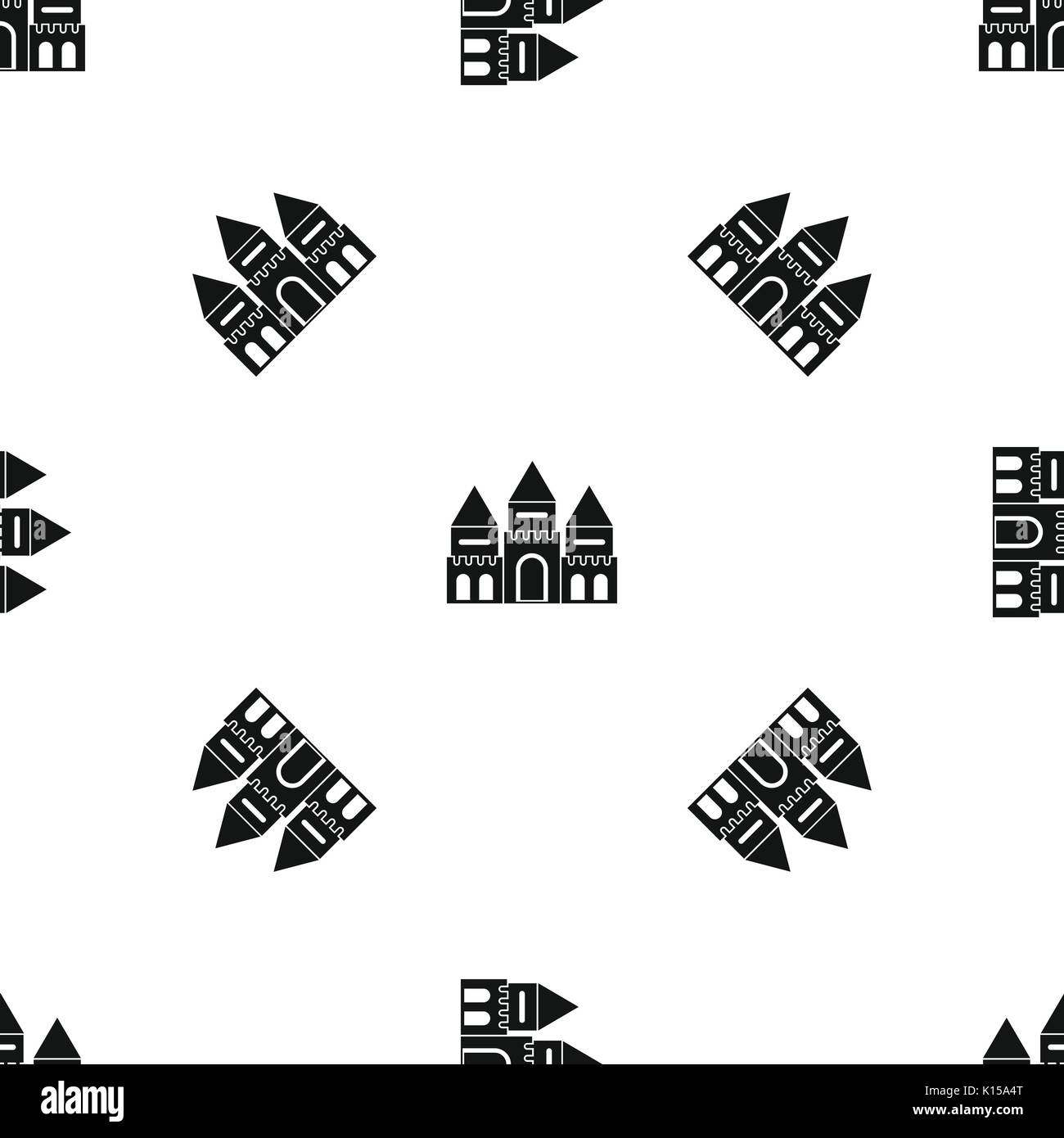 Children house castle pattern seamless black Stock Vector Image & Art ...