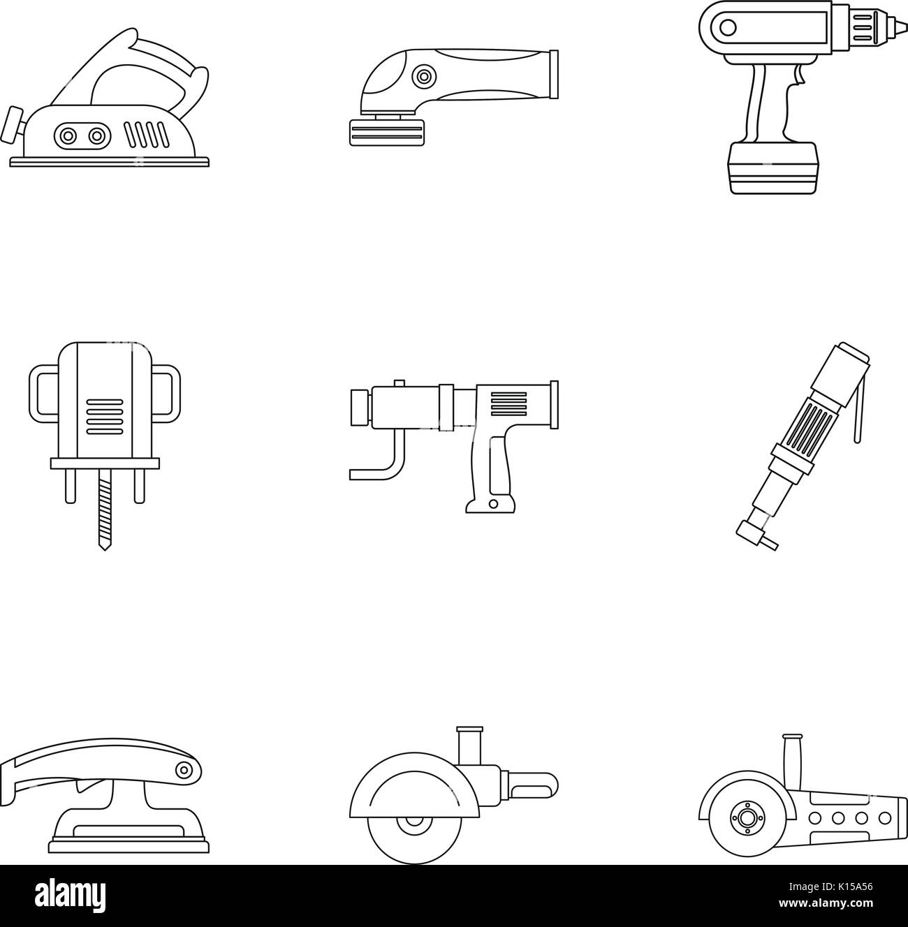 Power tool icon set, outline style Stock Vector Image & Art - Alamy