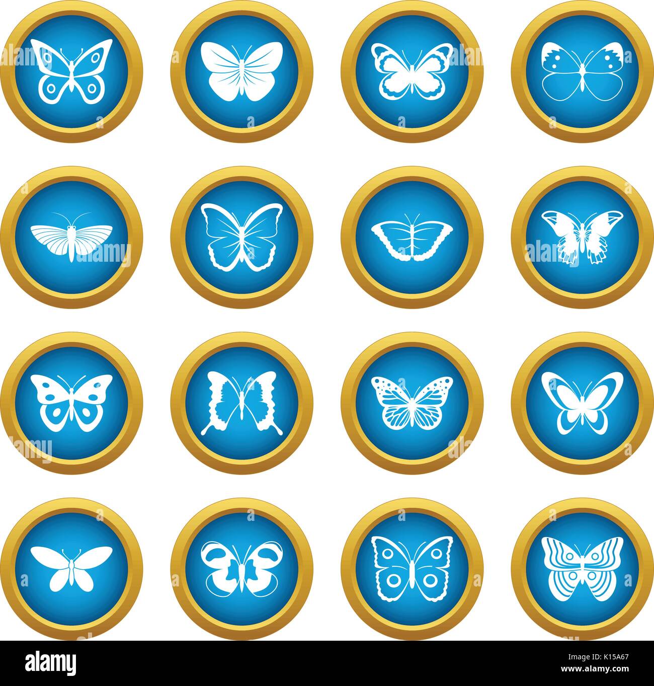 Butterfly icons blue circle set Stock Vector Image & Art - Alamy