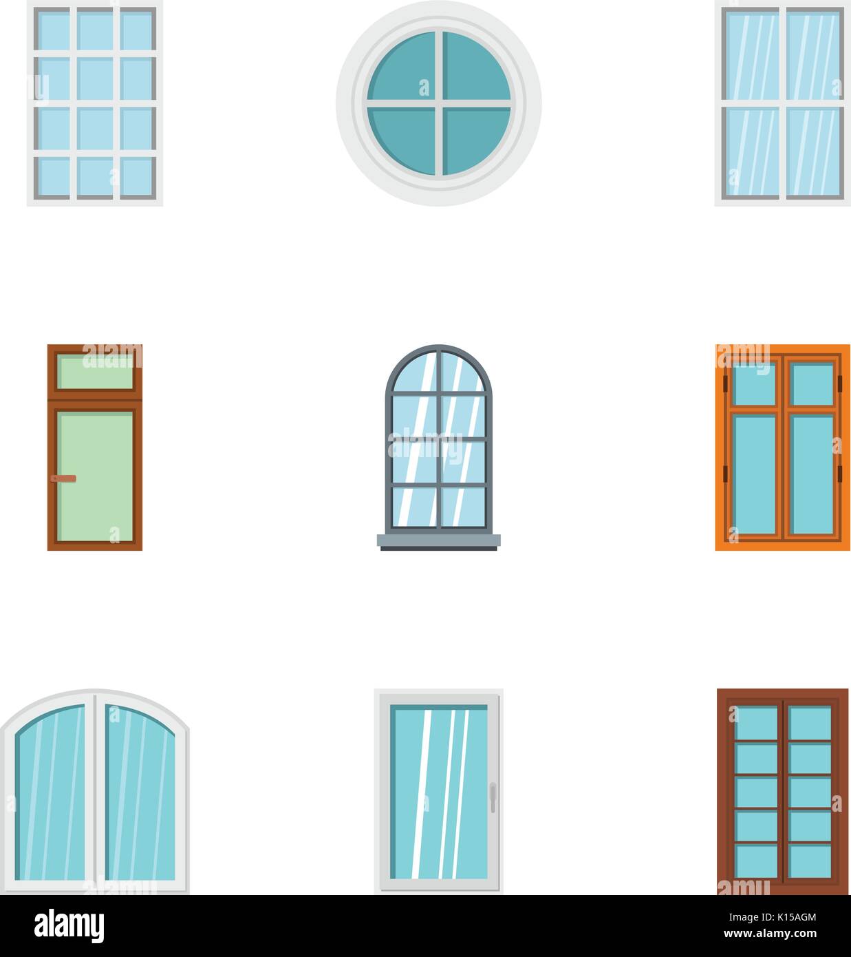 Architecture window icon set, flat style Stock Vector Image & Art - Alamy