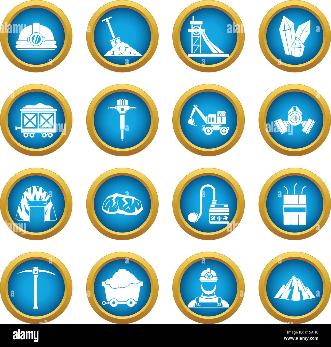 Miner icons blue circle set Stock Vector Image & Art - Alamy