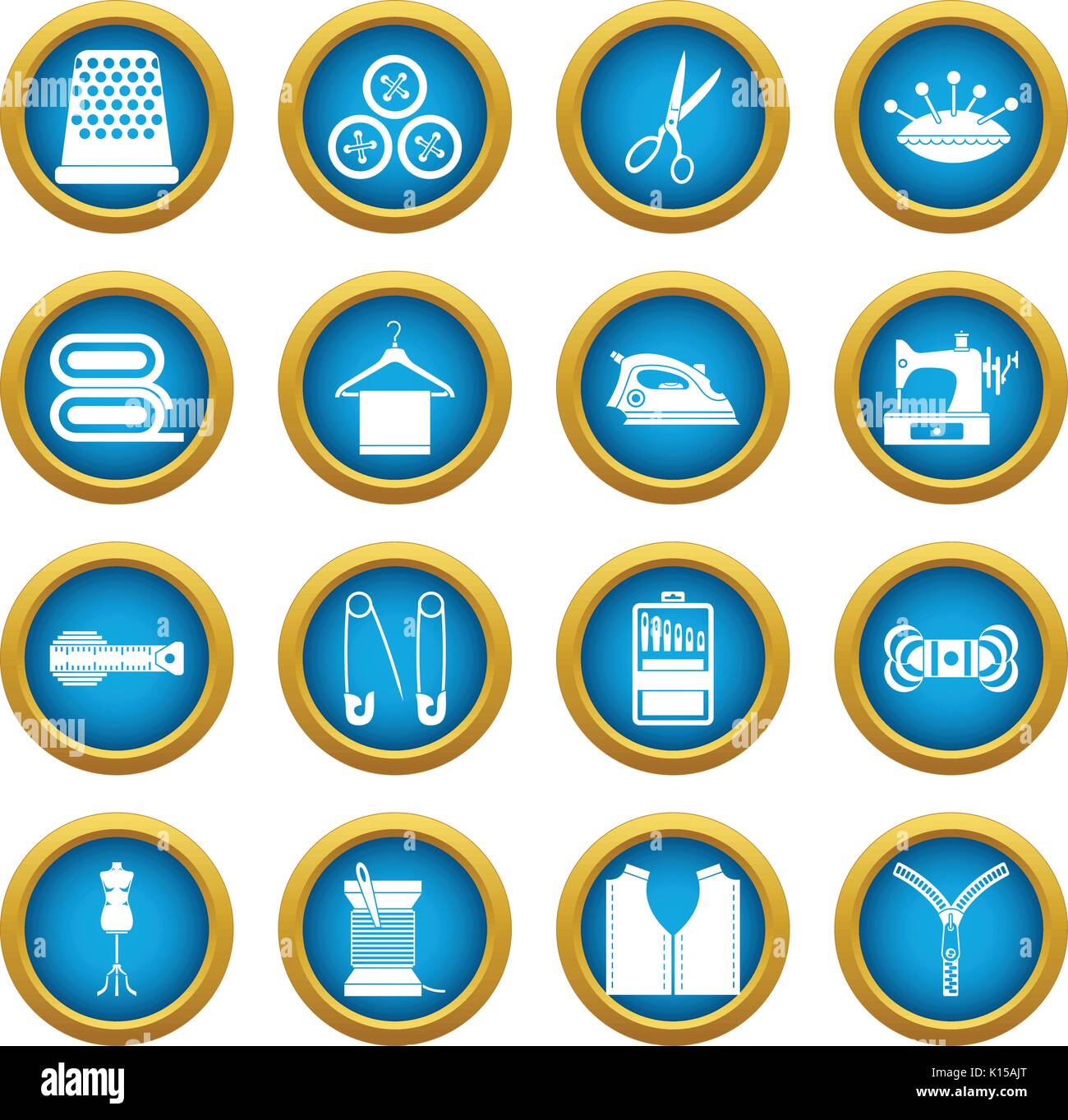 Sewing icons blue circle set Stock Vector Image & Art - Alamy