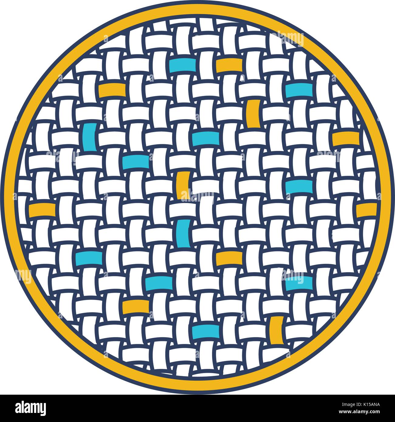 color blue and yellow sections silhouette of circle with macro seamless ...