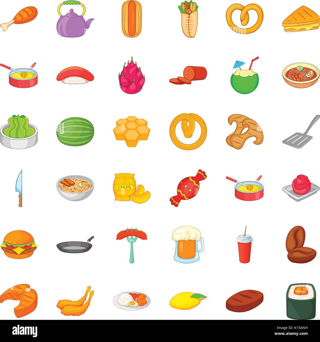 Burger icons set, cartoon style Stock Vector Image & Art - Alamy