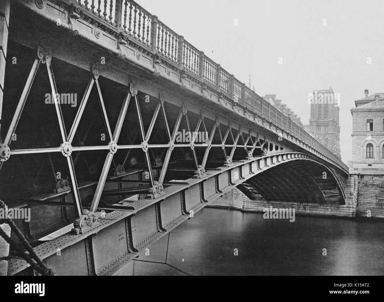 Arcole bridge, aka Pont d'Arcole, Paris, France, 1883. From the New ...