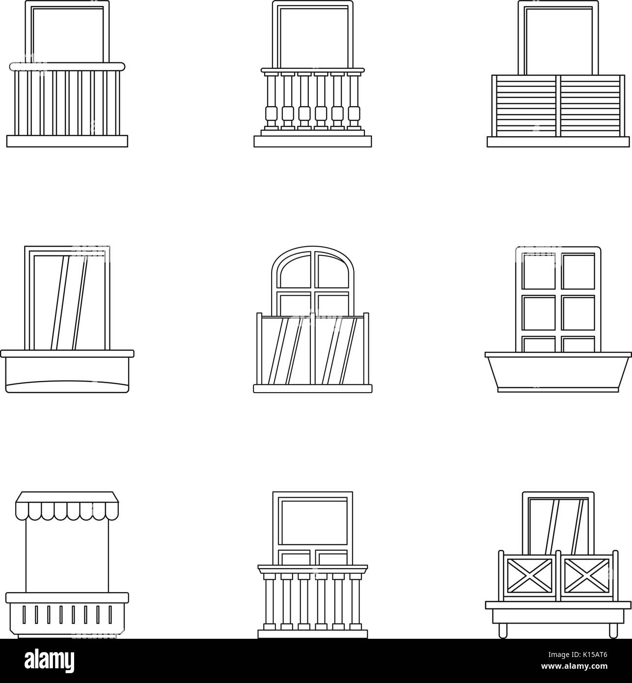 Construction balcony icon set, outline style Stock Vector Image & Art ...