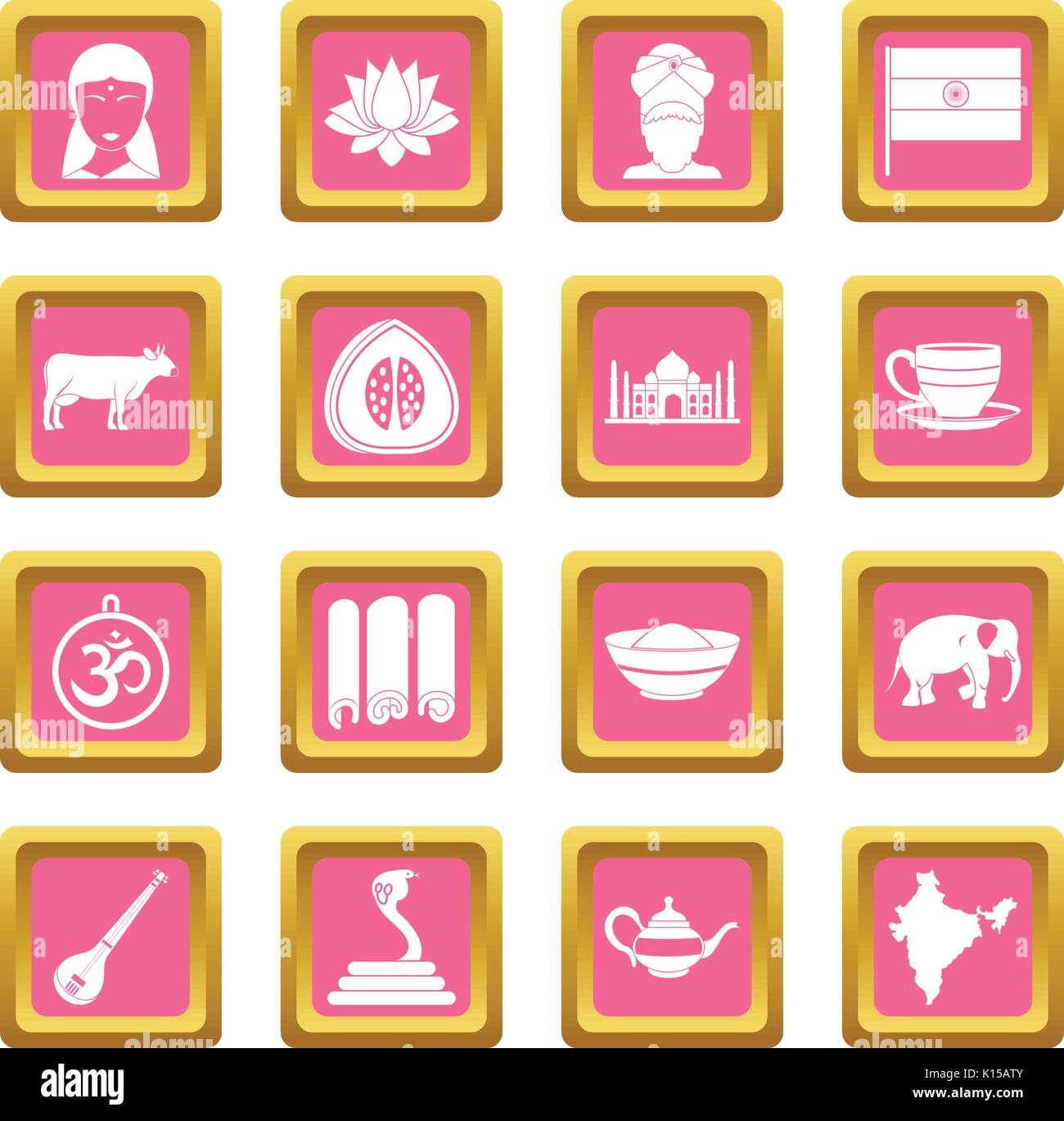 India travel icons pink Stock Vector Image & Art - Alamy
