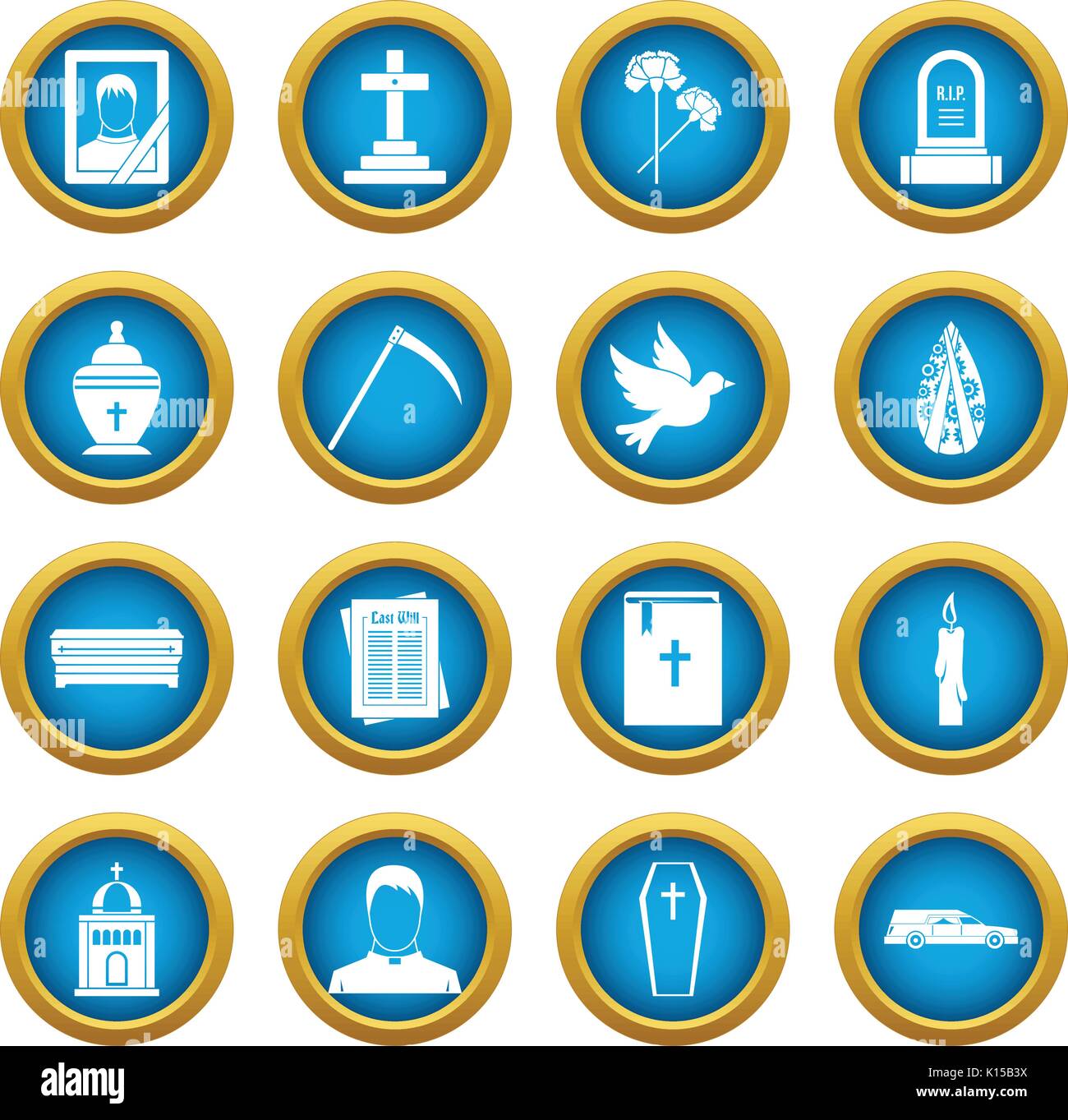 Funeral icons blue circle set Stock Vector Image & Art - Alamy