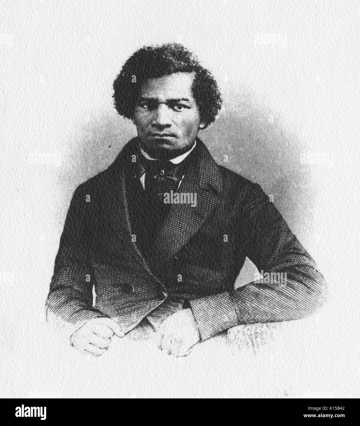 Portrait of Frederick Douglass from frontispiece and title page of his ...