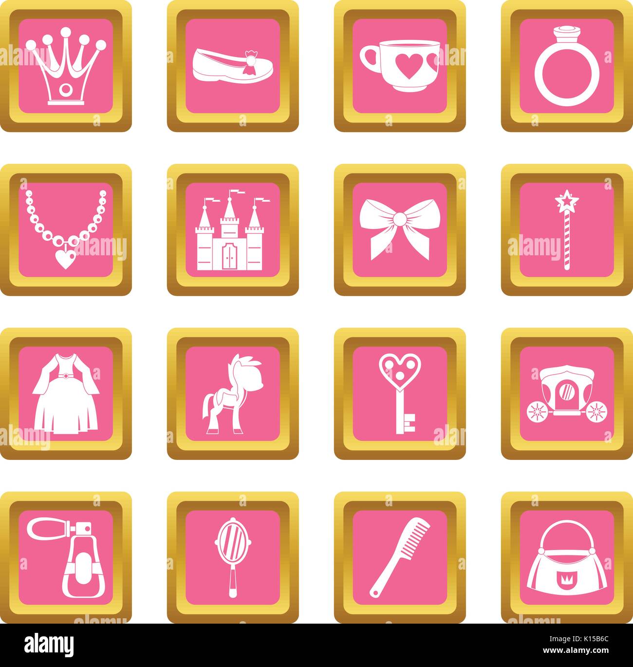 Doll princess items icons pink Stock Vector Image & Art - Alamy