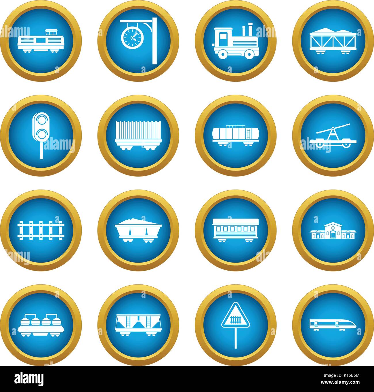 Railway icons blue circle set Stock Vector Image & Art - Alamy