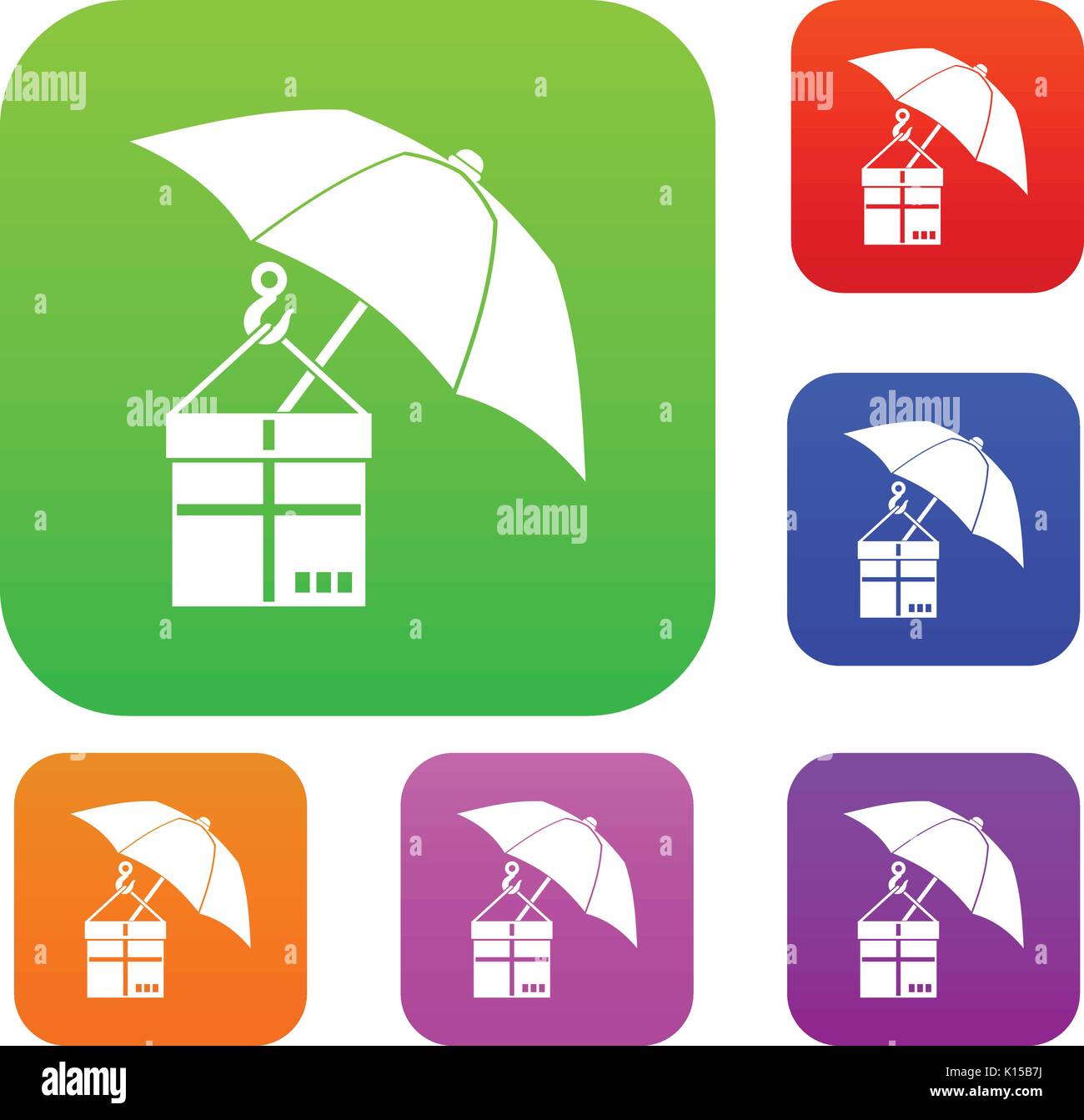 Umbrella and a cardboard box set collection Stock Vector Image & Art ...