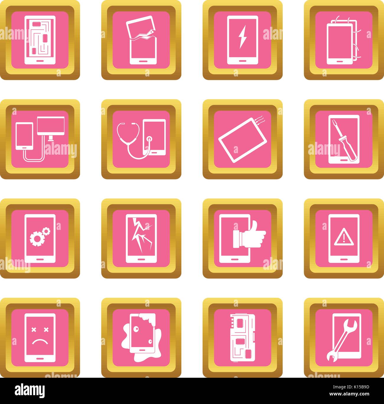 Device repair symbols icons pink Stock Vector Image & Art - Alamy