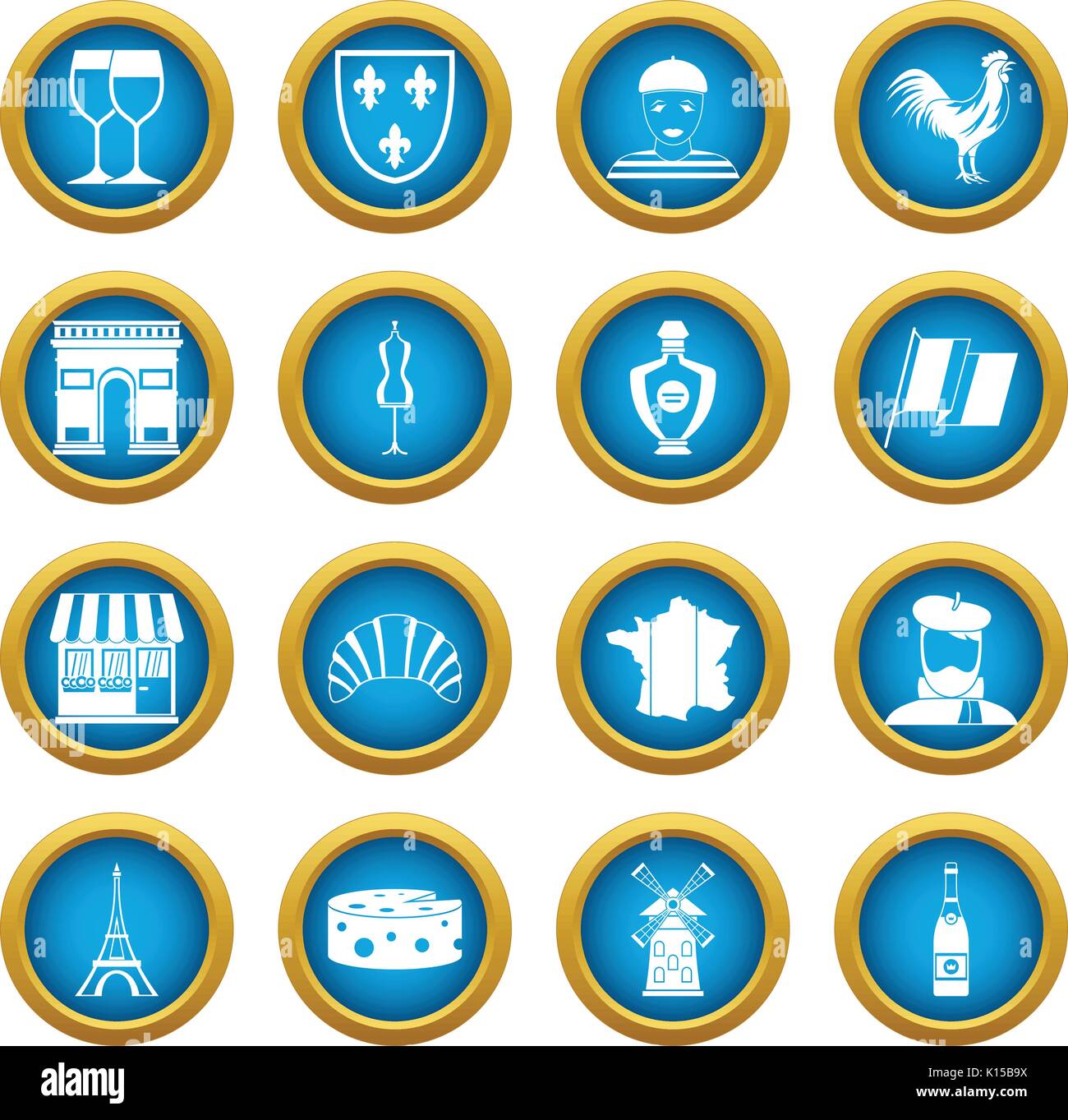 France travel icons blue circle set Stock Vector Image & Art - Alamy
