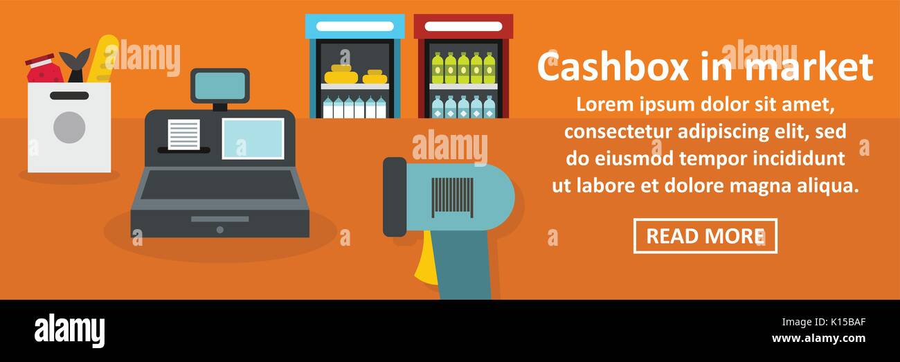 Cashbox in market banner horizontal concept Stock Vector Image & Art ...