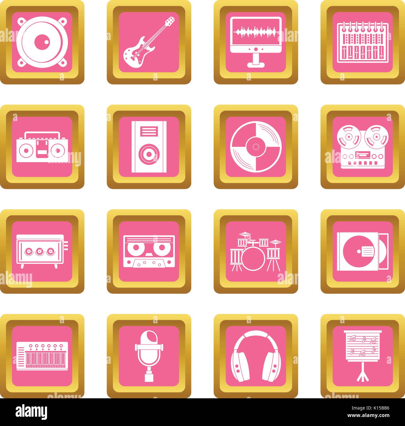 Recording studio items icons pink Stock Vector Image & Art - Alamy