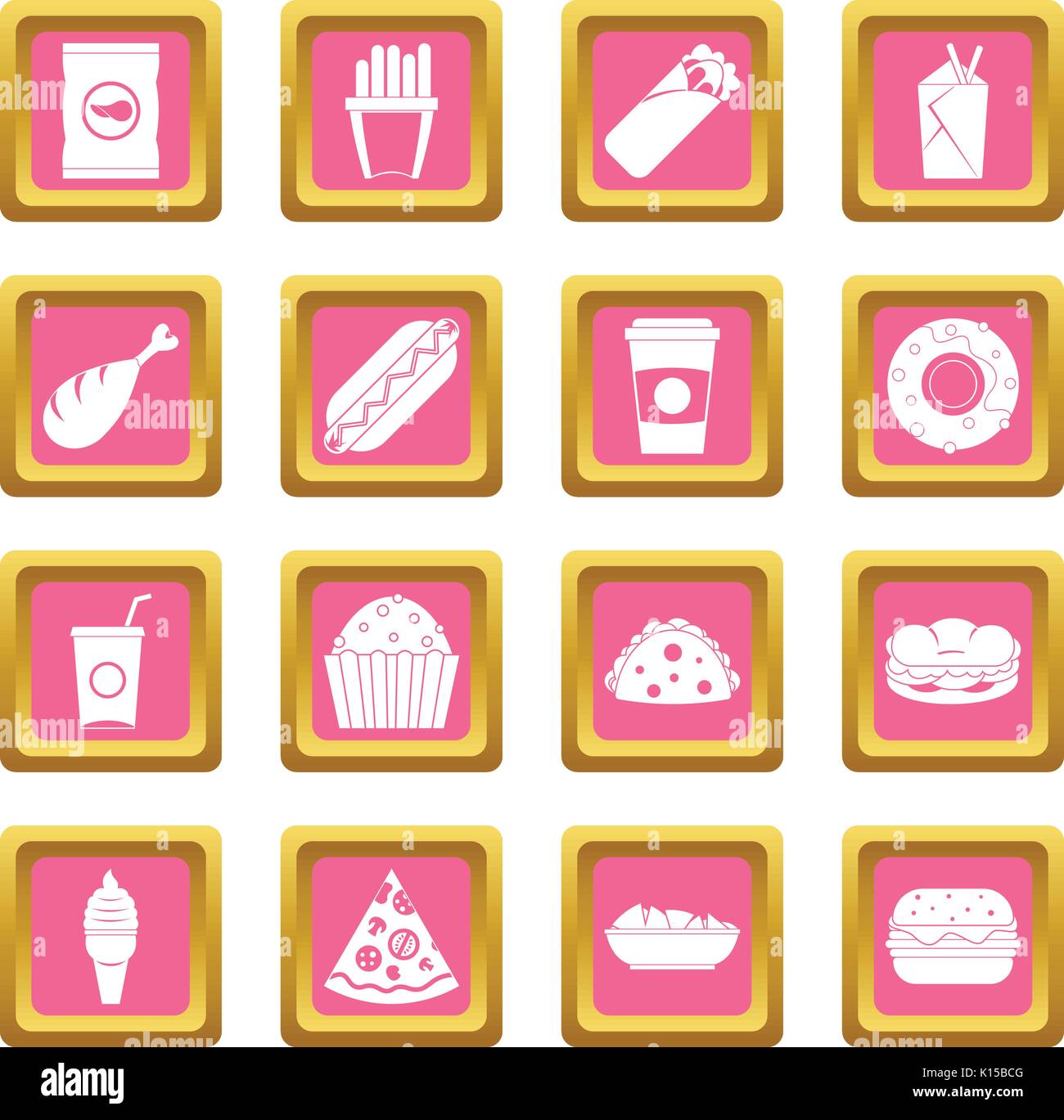 Fast food icons pink Stock Vector Image & Art - Alamy