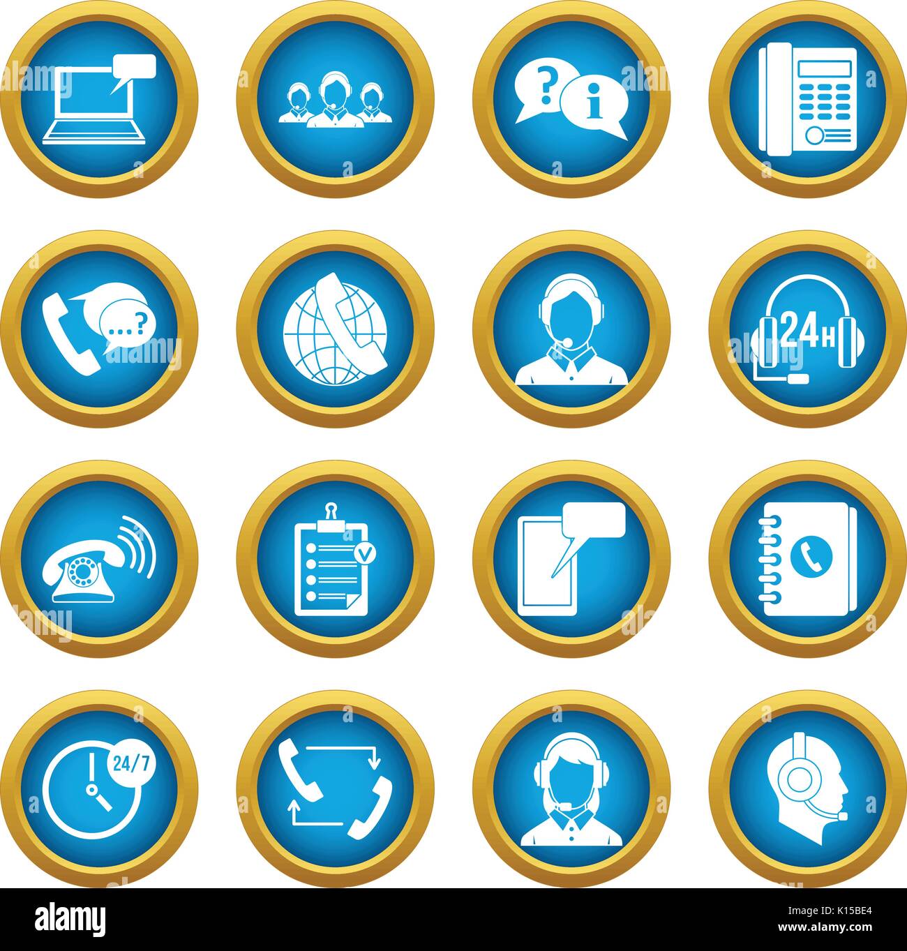 Call center symbols icons blue circle set Stock Vector Image & Art - Alamy