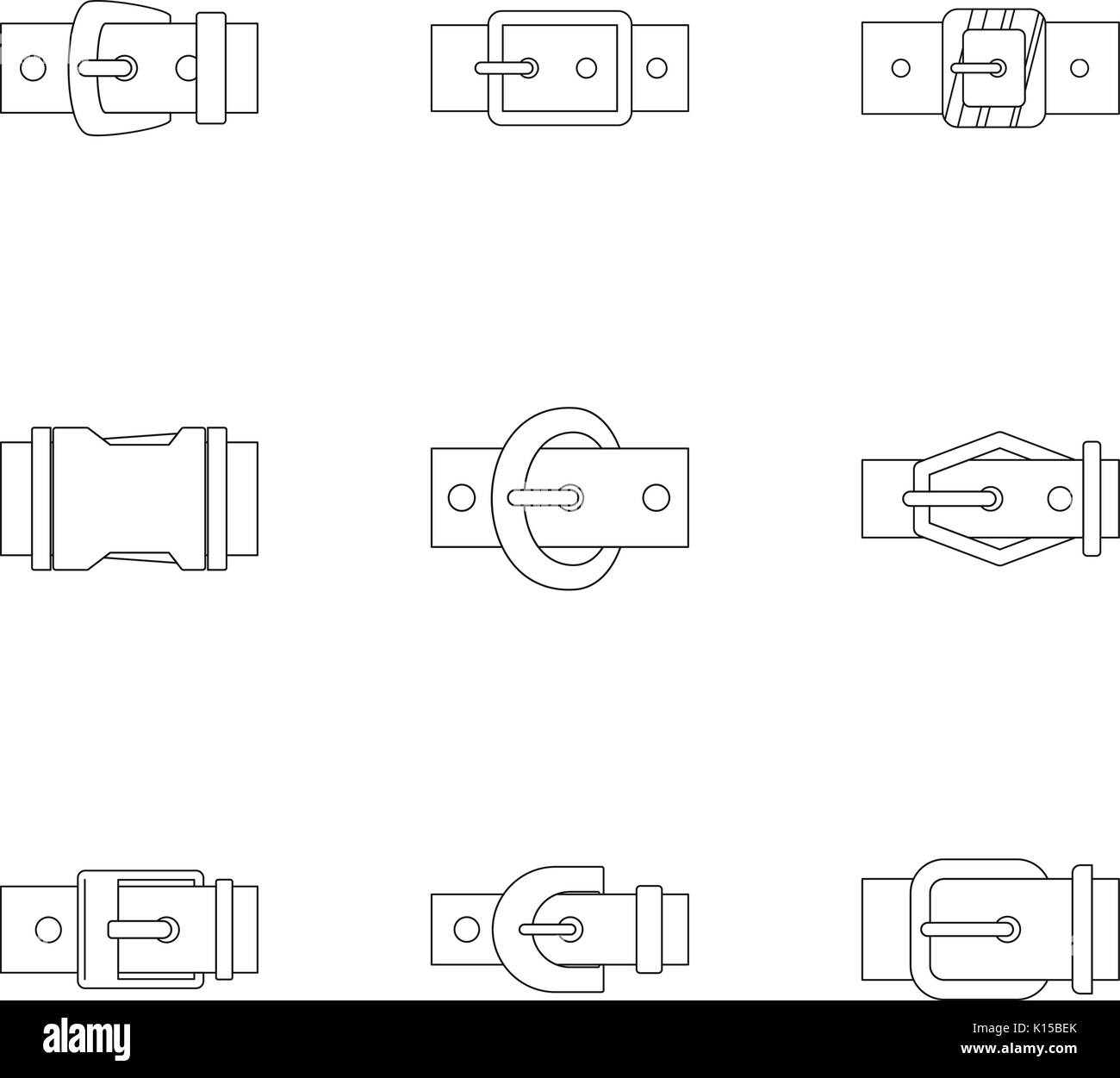 Elegance belt buckle icon set, outline style Stock Vector Image & Art ...