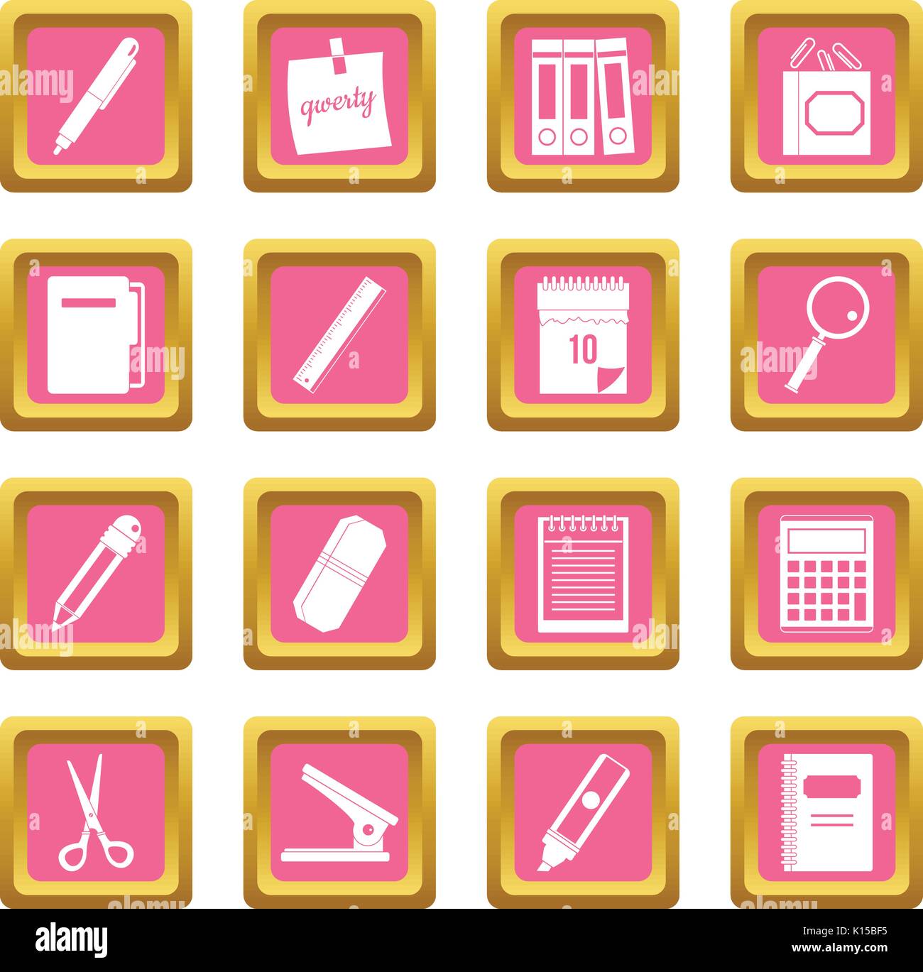 Stationery symbols icons pink Stock Vector Image & Art - Alamy