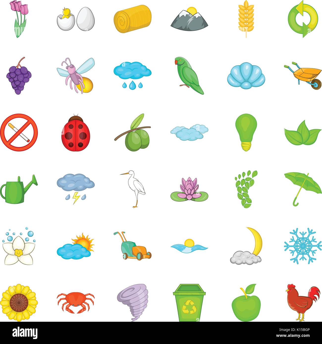 Nature icons set, cartoon style Stock Vector Image & Art - Alamy