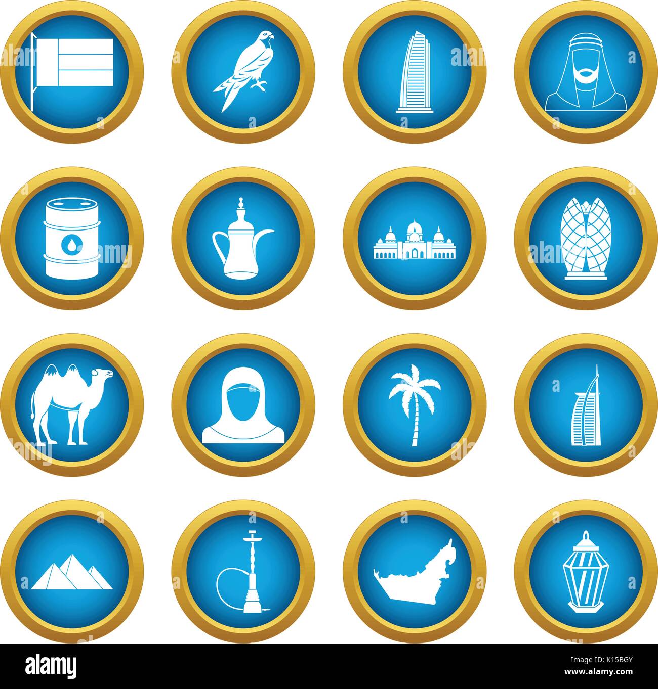 UAE travel icons blue circle set Stock Vector Image & Art - Alamy