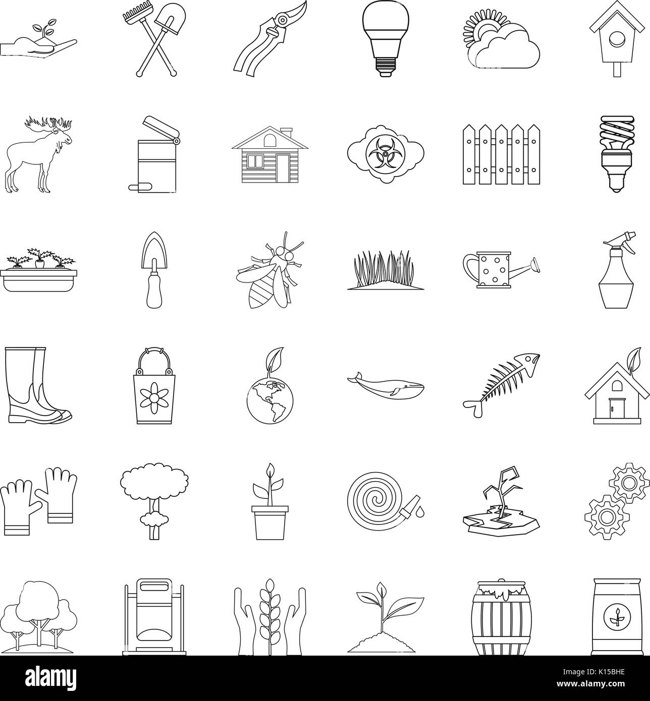 Nature icons set, outline style Stock Vector Image & Art - Alamy