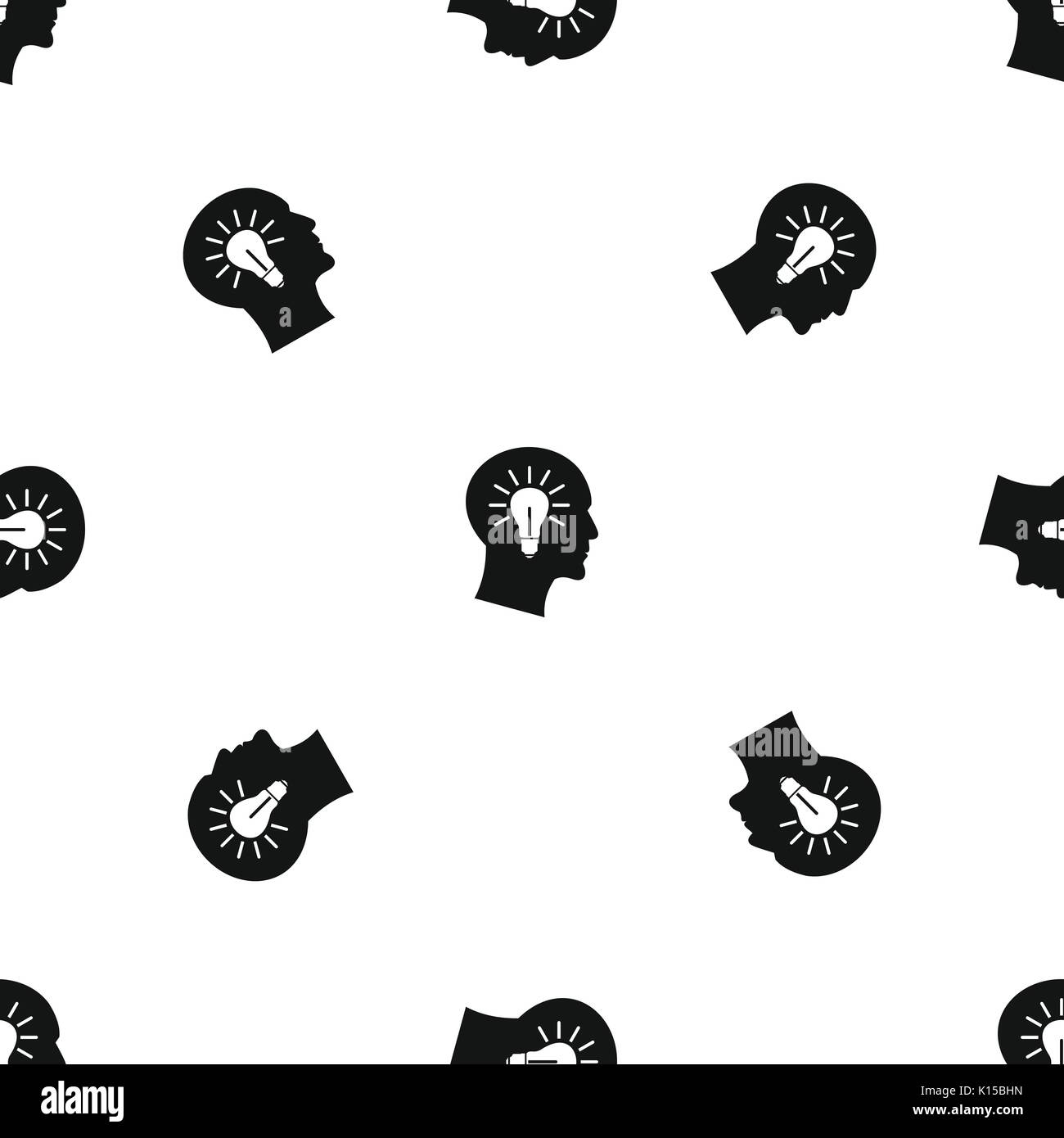 Light bulb inside head pattern seamless black Stock Vector Image & Art ...