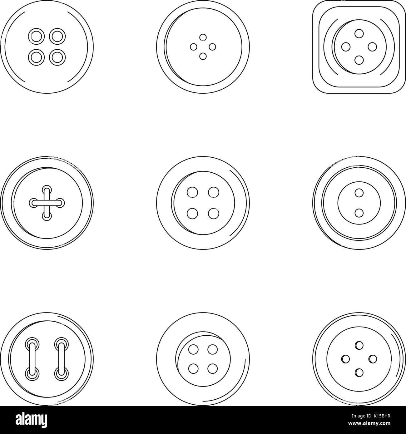 Modern clothes button icon set, outline style Stock Vector Image & Art ...