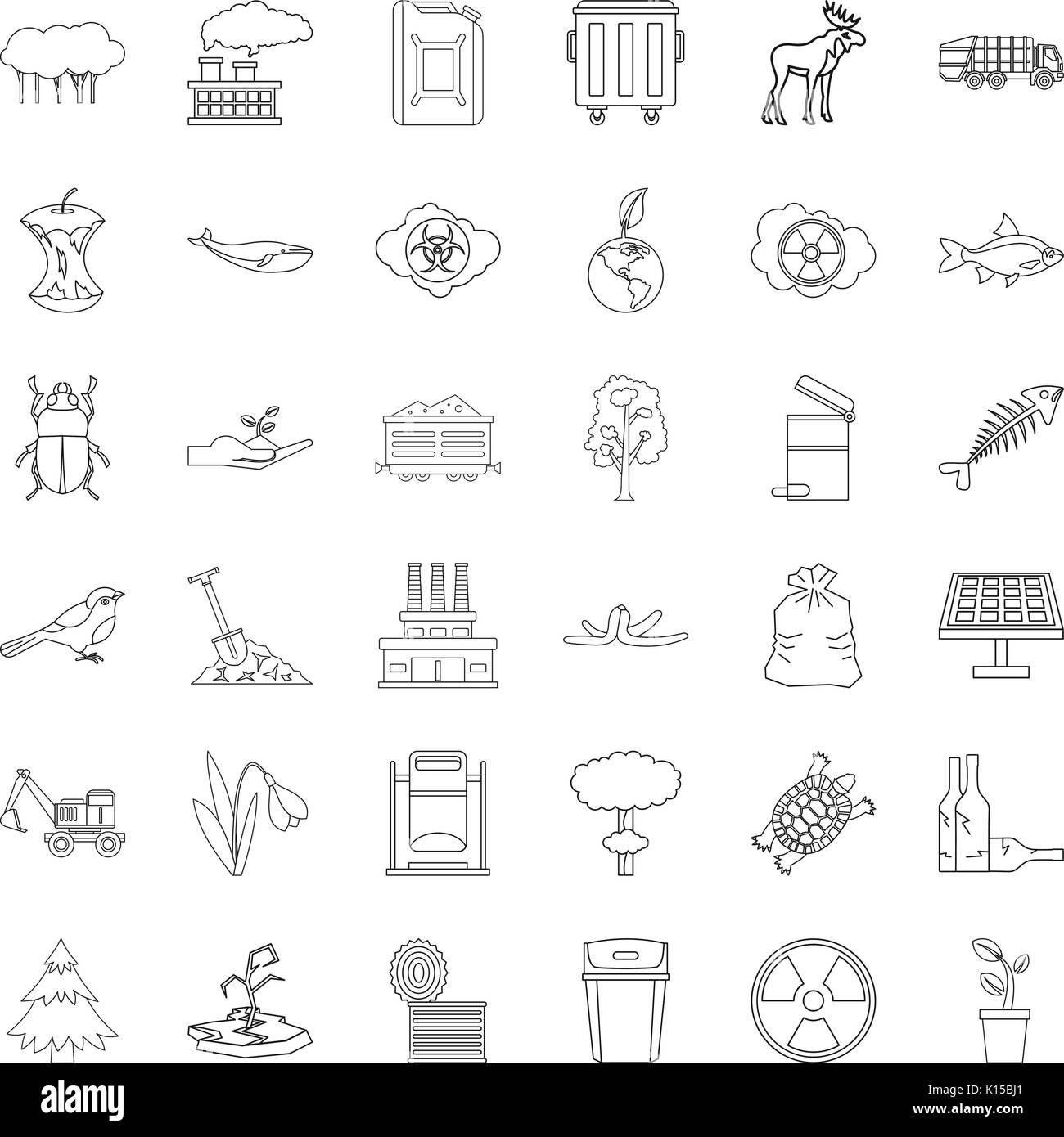 Polluting icons set, outline style Stock Vector Image & Art - Alamy
