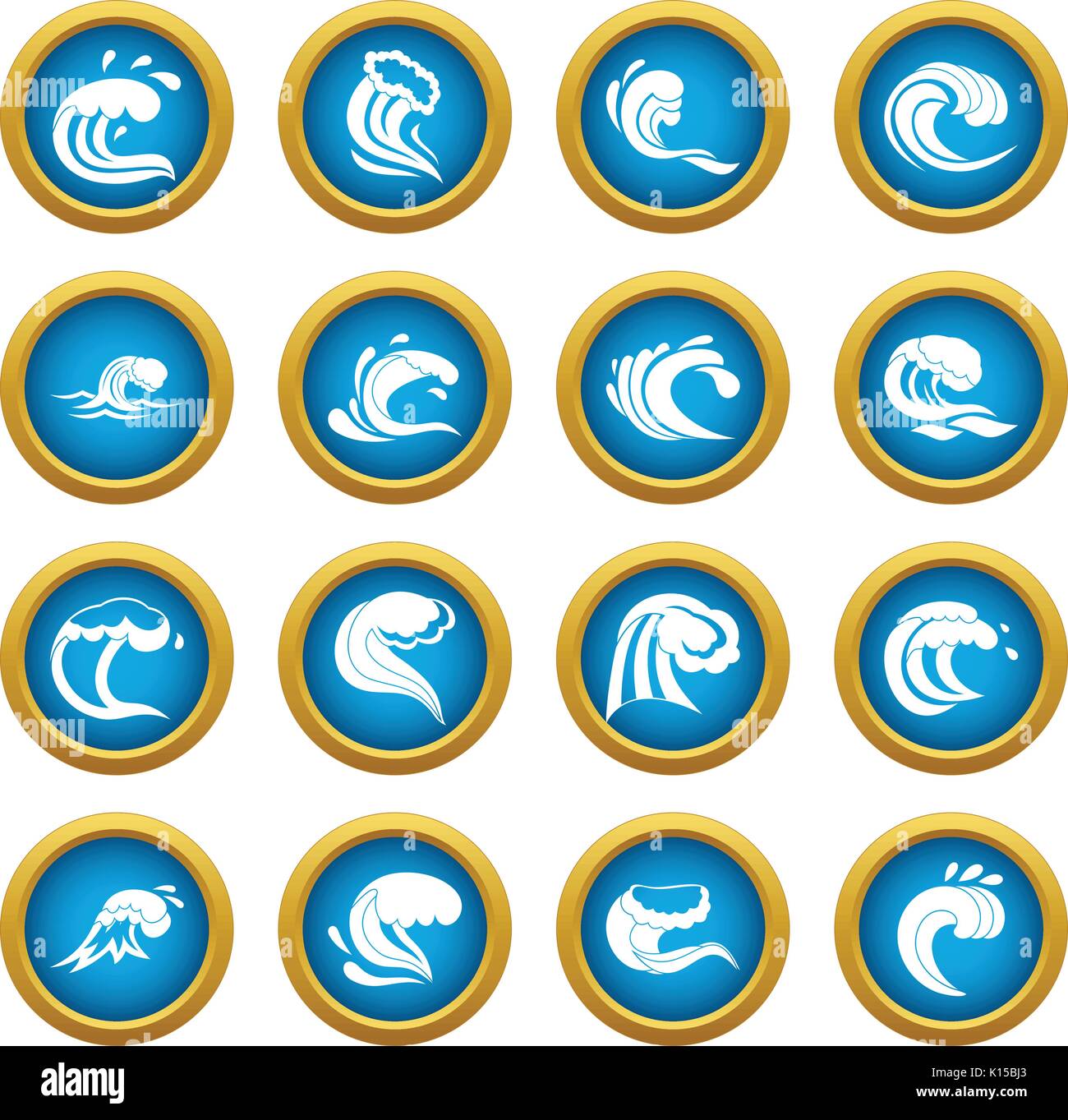 Sea waves icons blue circle set Stock Vector Image & Art - Alamy