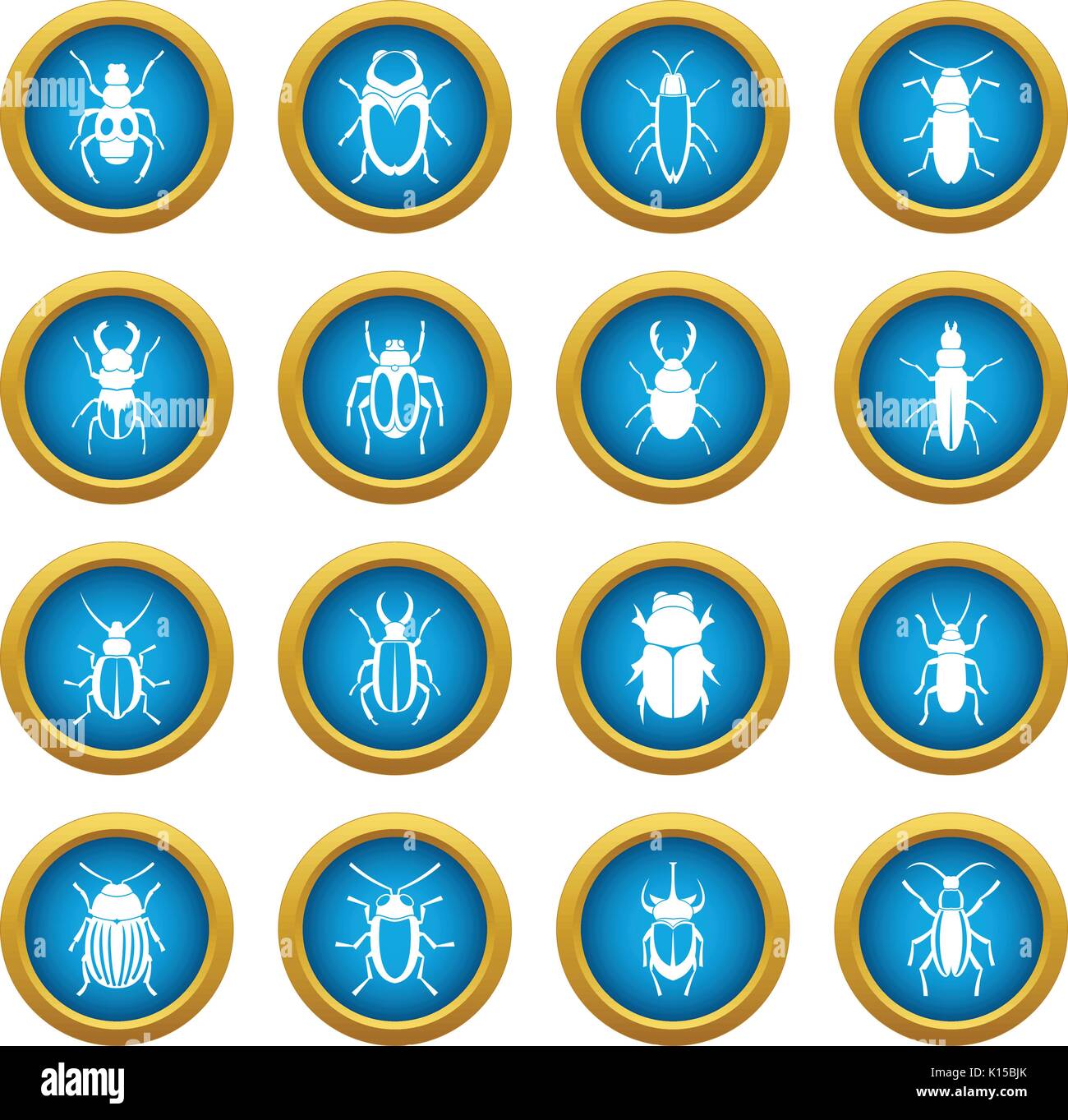 Bugs icons blue circle set Stock Vector Image & Art - Alamy
