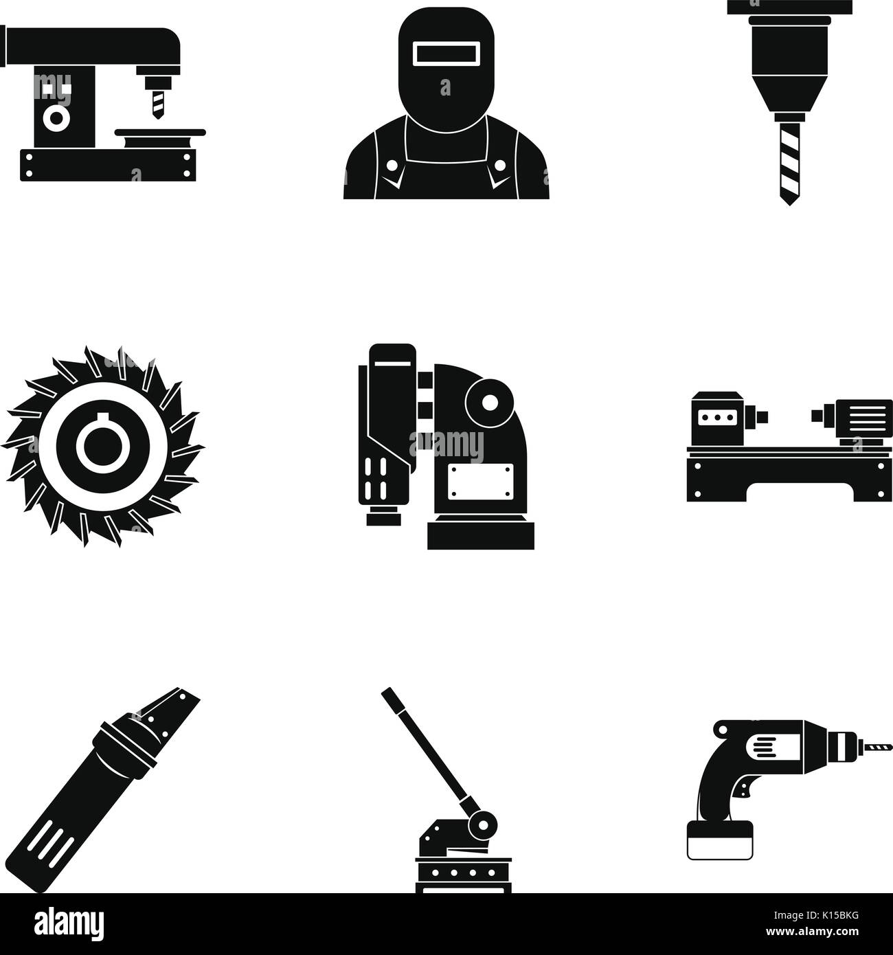 Metal processing tool icon set, simple style Stock Vector Image & Art ...
