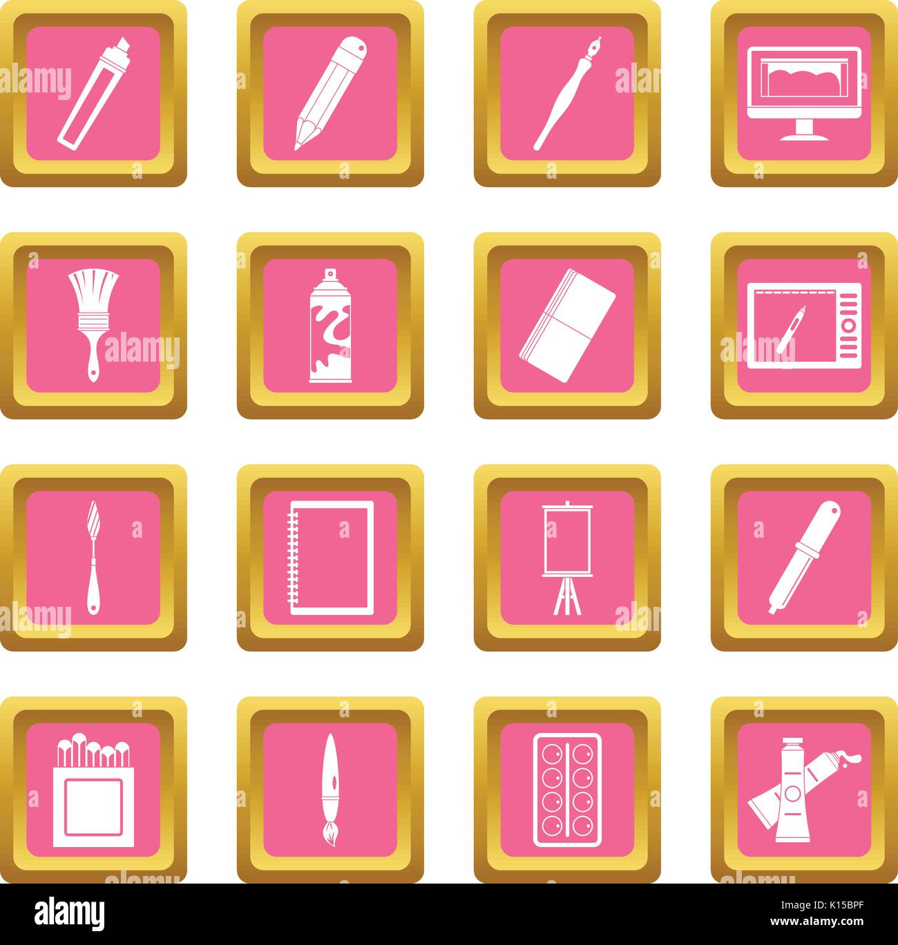 Design and drawing tools icons pink Stock Vector Image & Art - Alamy