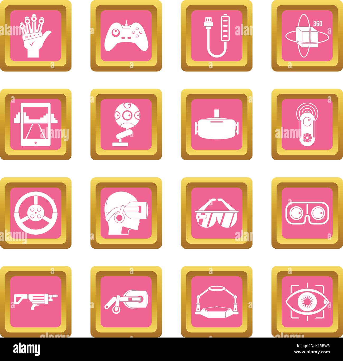 Virtual reality icons pink Stock Vector Image & Art - Alamy