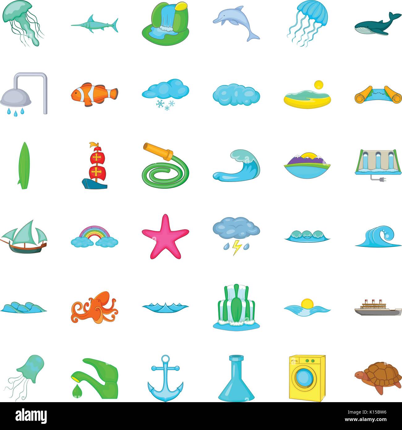 Ocean icons set, cartoon style Stock Vector Image & Art - Alamy
