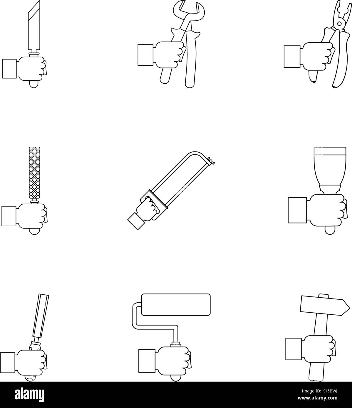 House repair instrument icon set, outline style Stock Vector Image ...