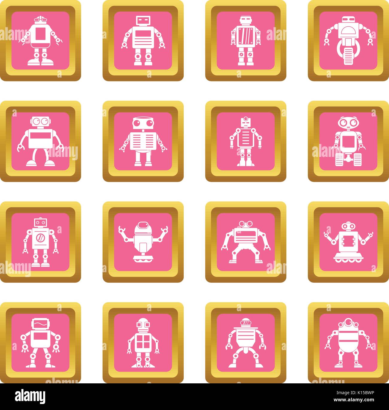 Robot icons pink Stock Vector Image & Art - Alamy