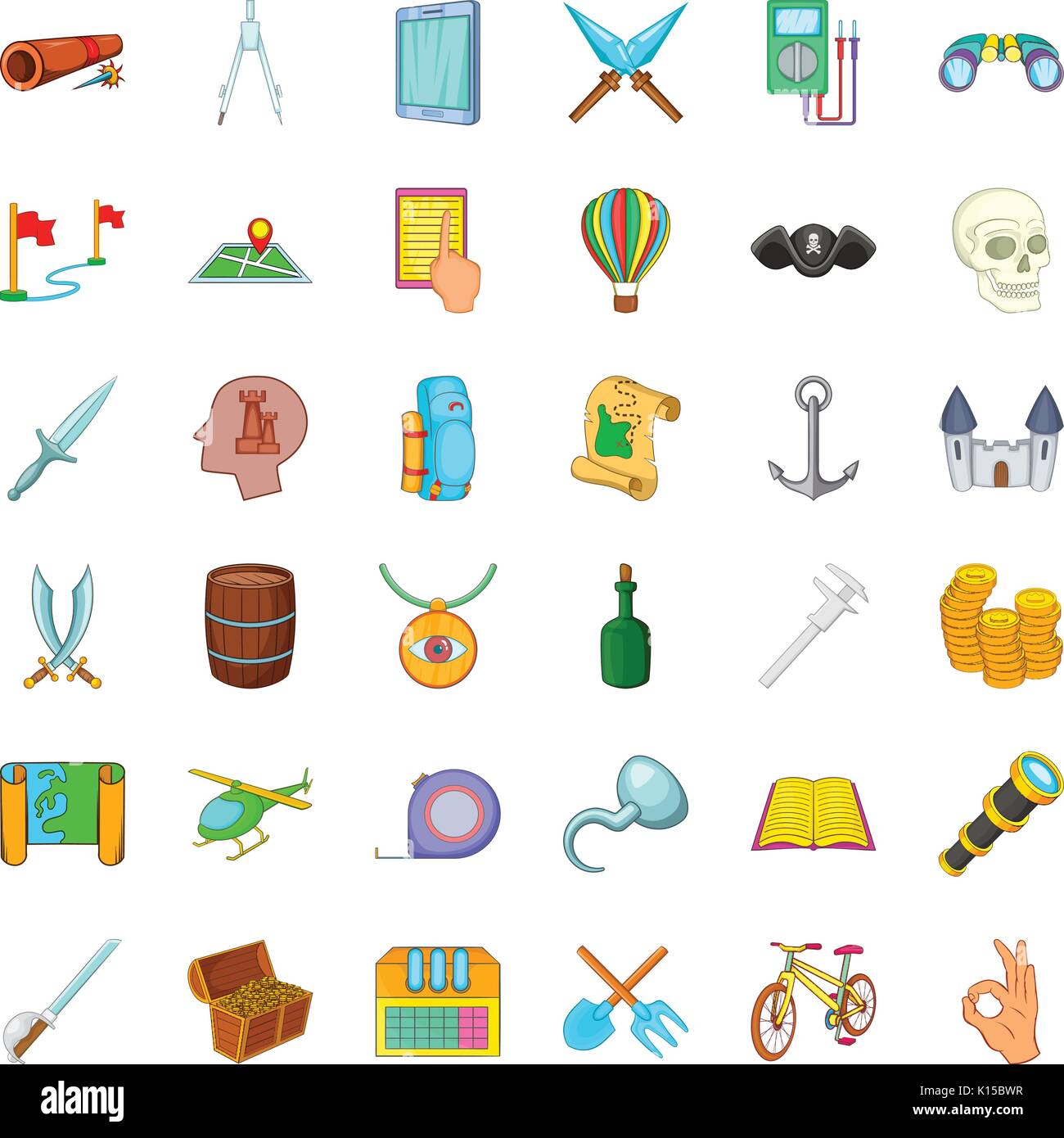 Adventure icons set, cartoon style Stock Vector Image & Art - Alamy