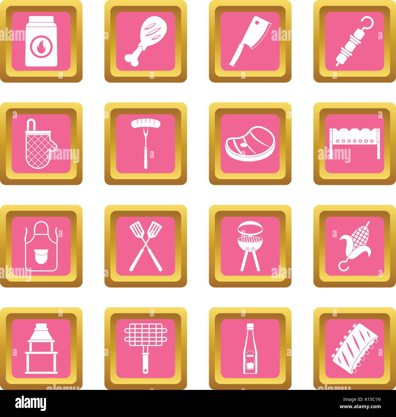 BBQ food icons pink Stock Vector Image & Art - Alamy