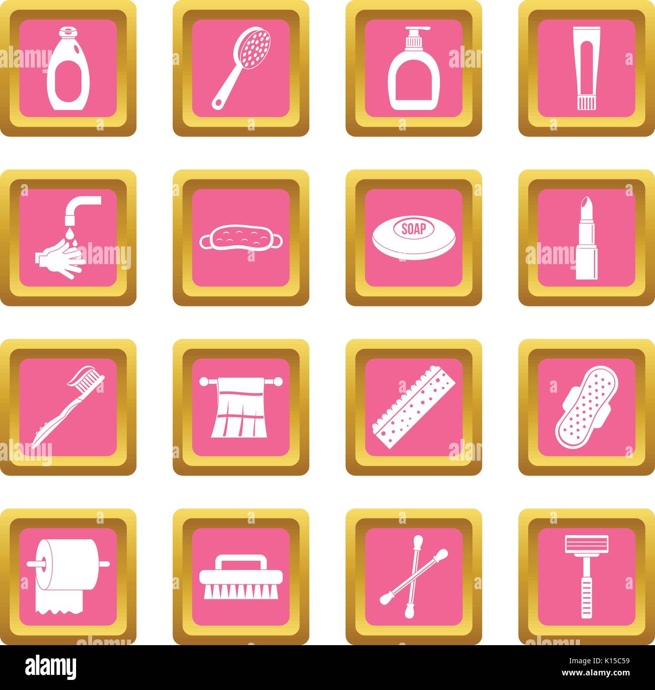 Hygiene tools icons pink Stock Vector Image & Art - Alamy