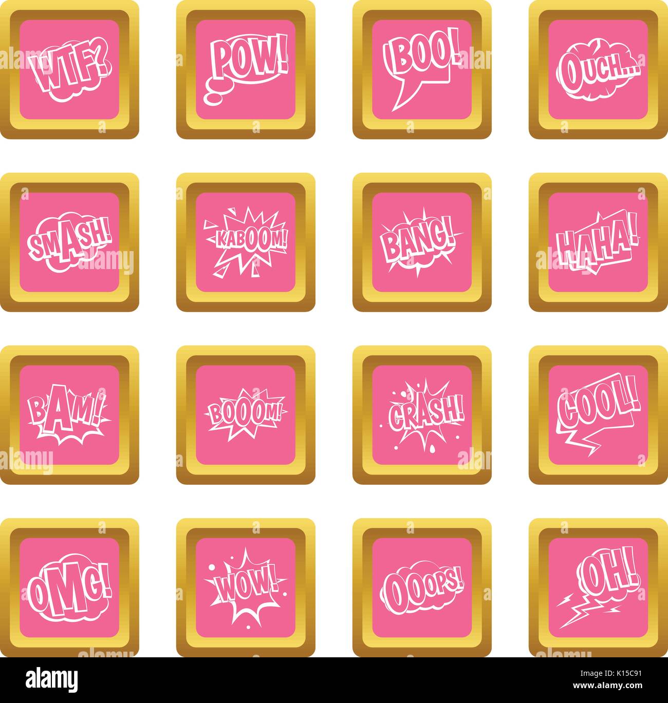 Comic colored sound icons pink Stock Vector Image & Art - Alamy