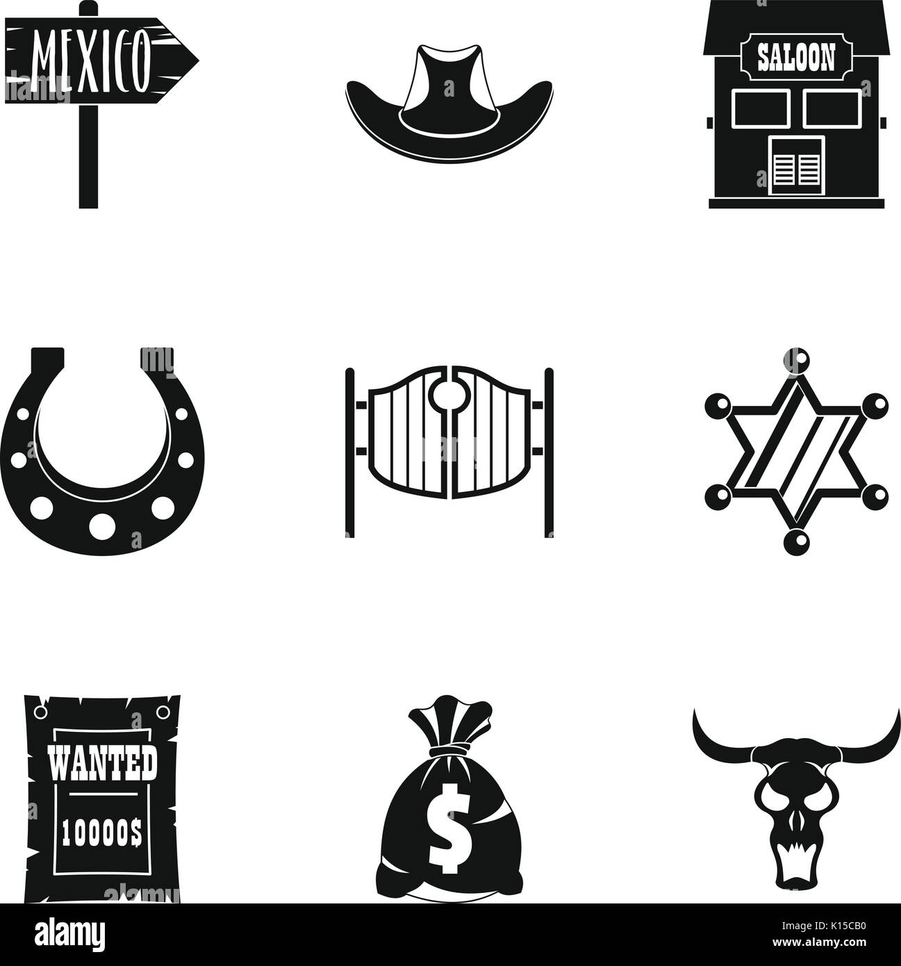 Cowboy icon set, simple style Stock Vector Image & Art - Alamy
