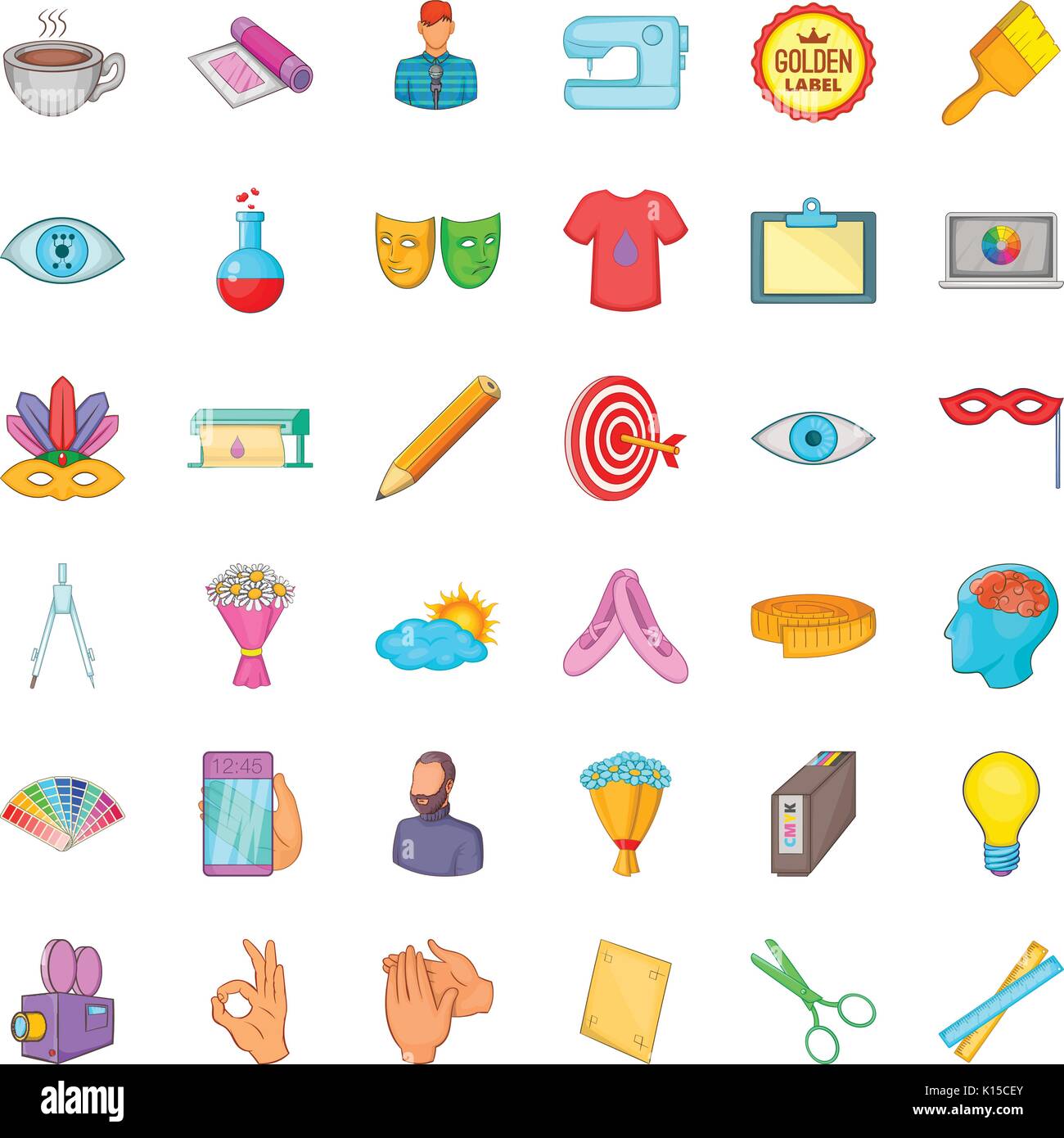 Sketching icons set, cartoon style Stock Vector Image & Art - Alamy